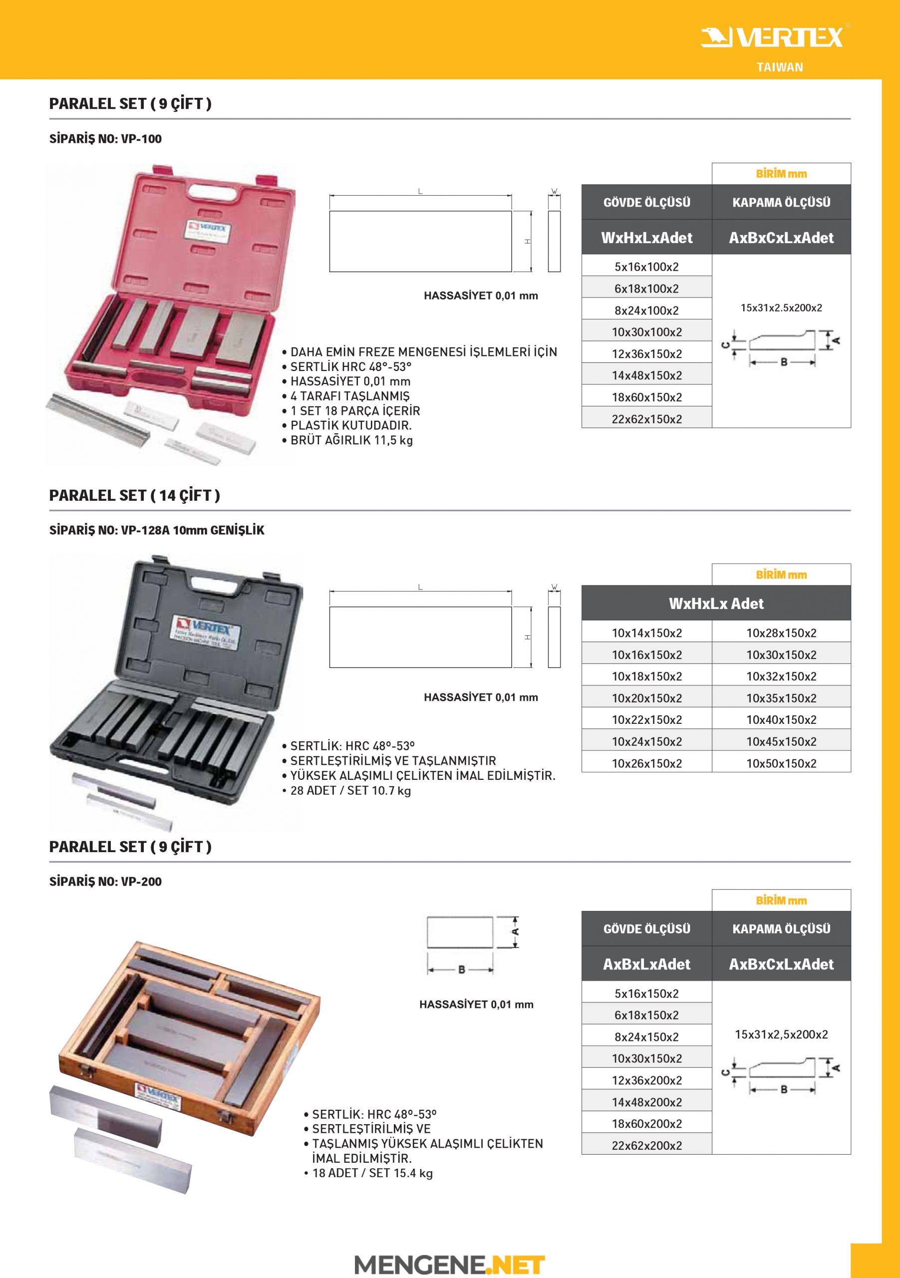 Paralel Set | Mengene Altlığı - Vertex - Whatsapp +90 542 299 86 17